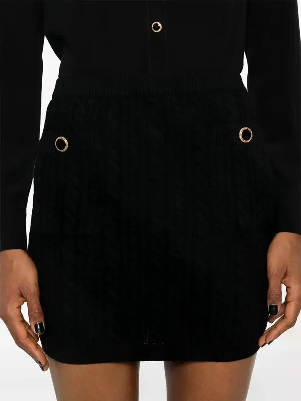 Alessandra Rich Cable-knit Wool Mini Skirt - Black