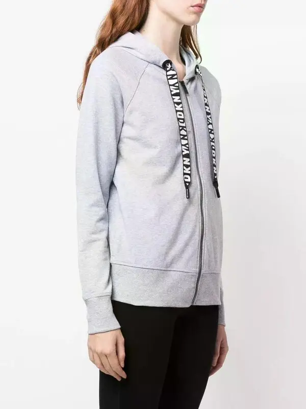 Dkny Logo-drawstring Zip-up Hoodie