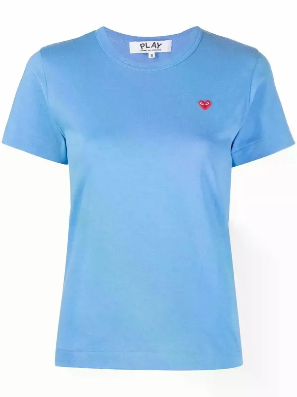 Play Comme Des Garcon Cotton T-shirt With Embroidered Logo - Blue