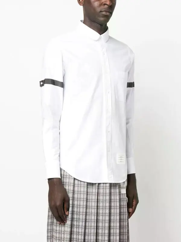 Thom Browne Grosgrain-armband Cotton Shirt - White