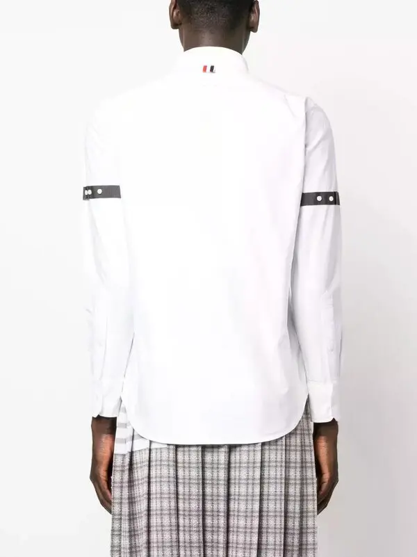 Thom Browne Grosgrain-armband Cotton Shirt - White