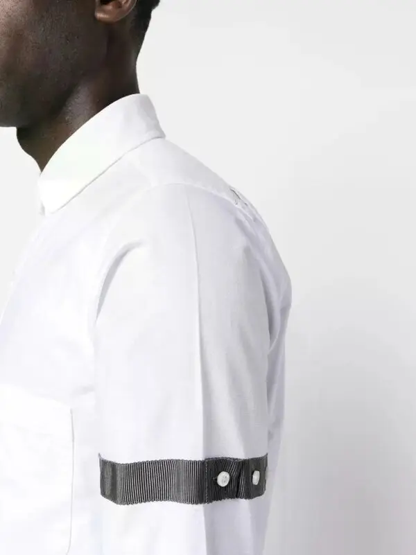 Thom Browne Grosgrain-armband Cotton Shirt - White