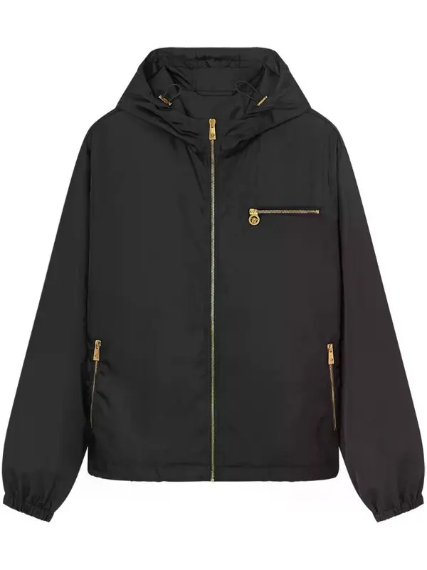 Versace Zip-up Hooded Windbreaker Jacket - Black