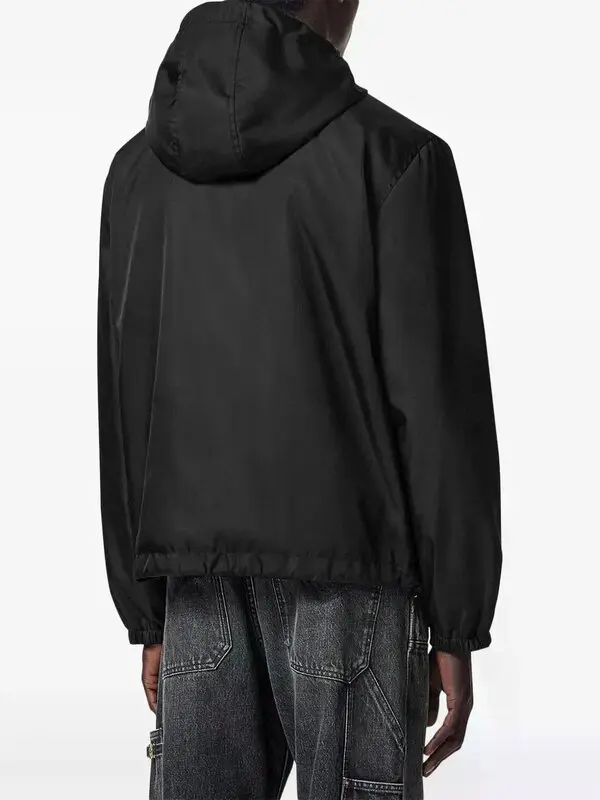 Versace Zip-up Hooded Windbreaker Jacket - Black