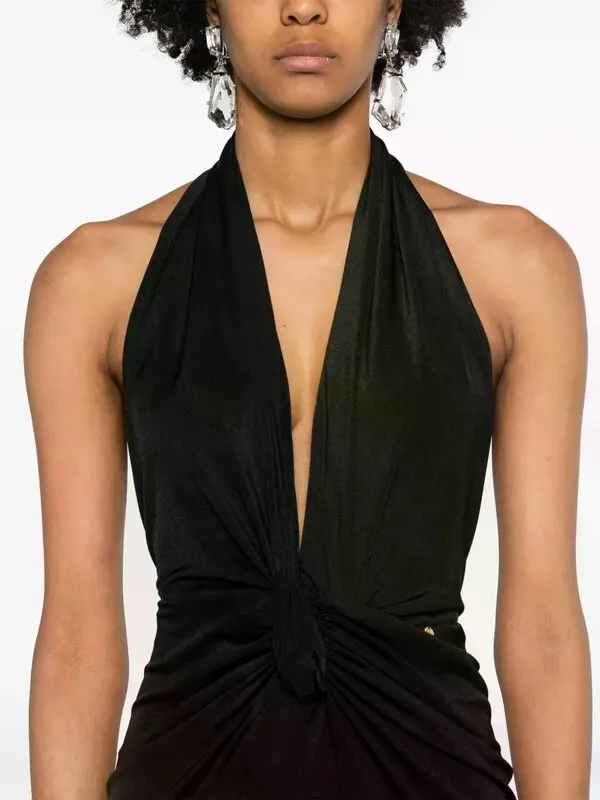NISSA Plunging V-neck Maxi Dress - Black