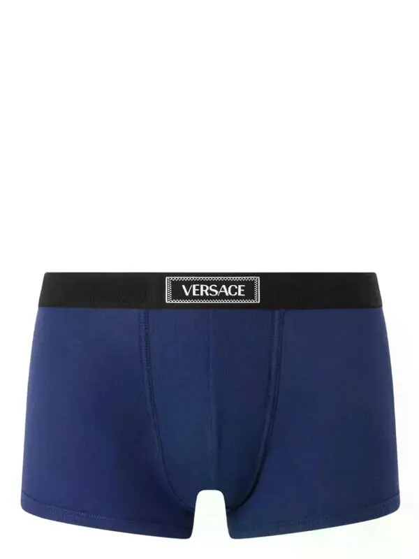 Versace Cotton Ribbed Trunks - Blue