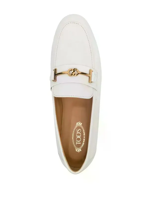 TOD'S Logo-plaque Leather Loafers - White