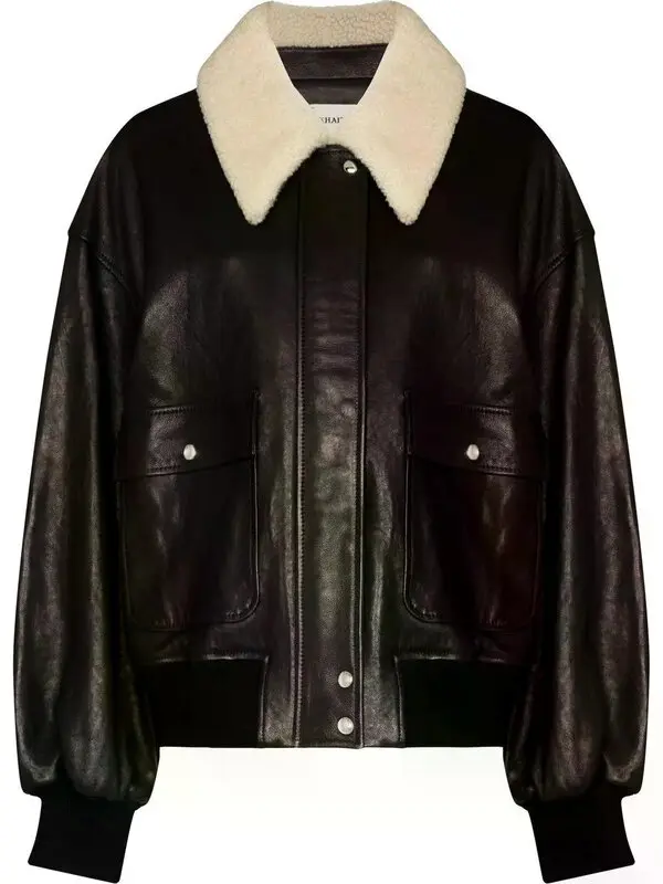 Khaite Shearling Trim Bomber Jacket - Black
