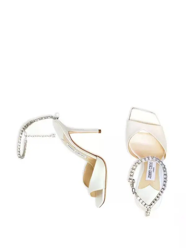 JIMMY CHOO Saeda 100mm Crystal-strap Sandals - White