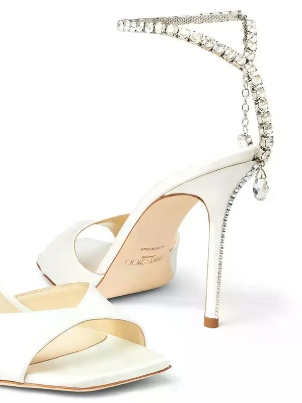 JIMMY CHOO Saeda 100mm Crystal-strap Sandals - White