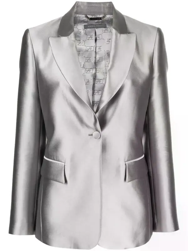 Alberta Ferretti Long-sleeved Satin Single-breasted Blazer