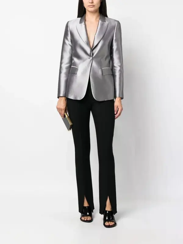Alberta Ferretti Long-sleeved Satin Single-breasted Blazer