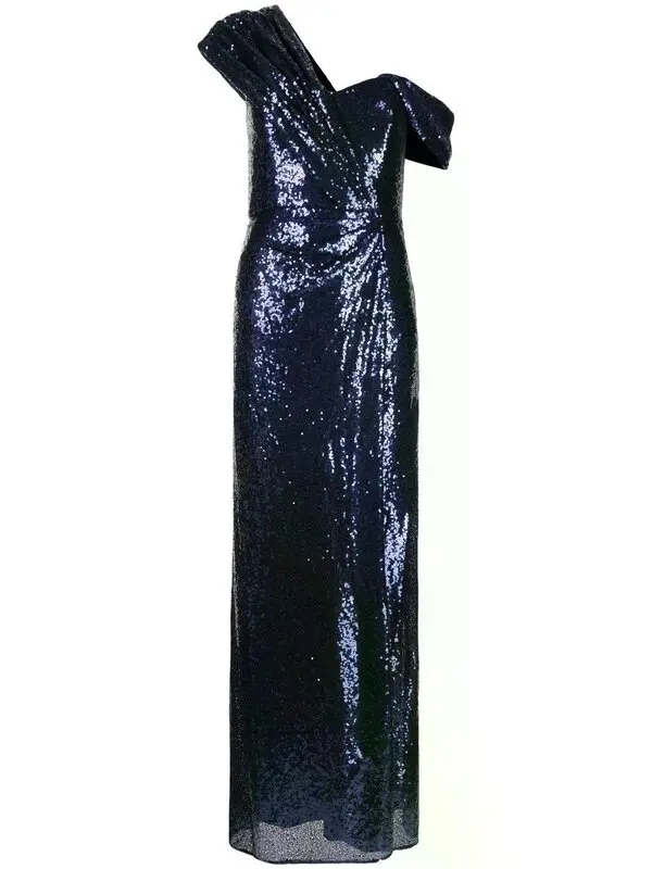 Badgley Mischka High-shine Cold-shoulder Midi Dress