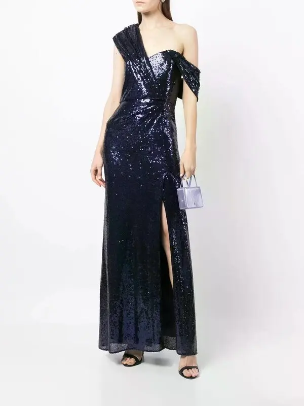 Badgley Mischka High-shine Cold-shoulder Midi Dress