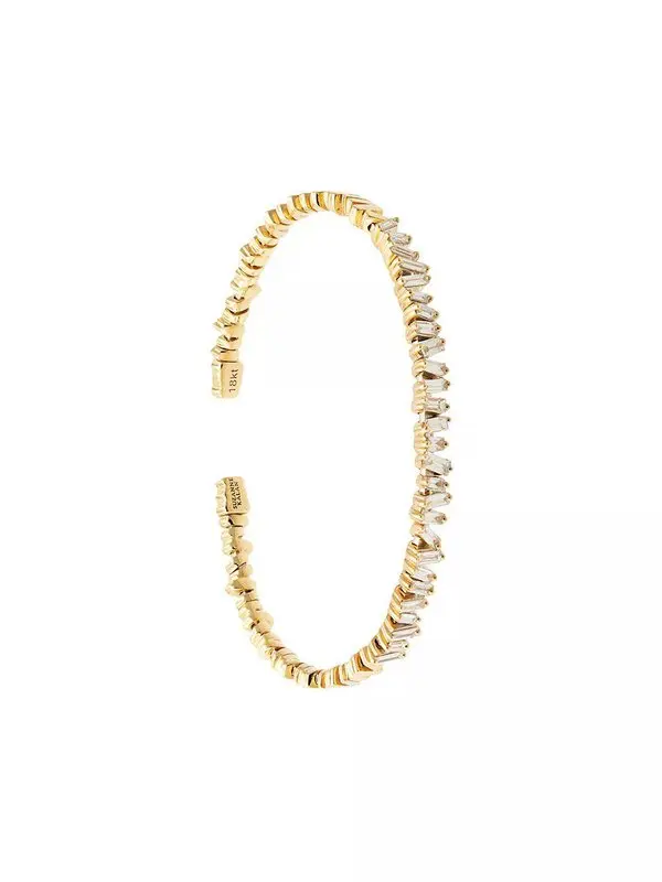 SUZANNE KALAN 18kt Yellow Fireworks Diamond Baguette Cuff - Gold
