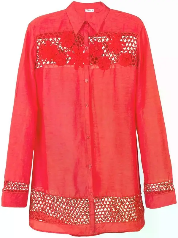 AMIR SLAMA Floral-lace Detail Oversize Shirt