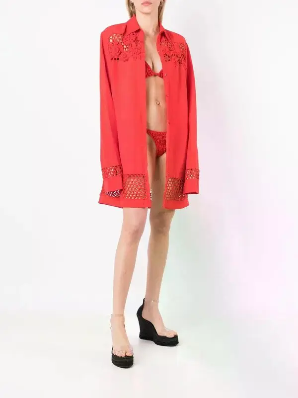 AMIR SLAMA Floral-lace Detail Oversize Shirt