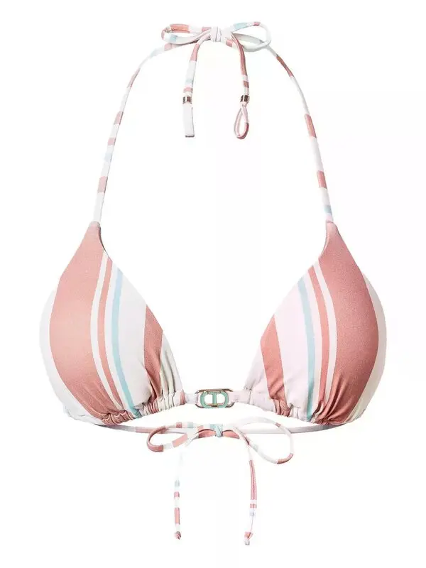 TWINSET Striped Triangle Bikini Top - Orange