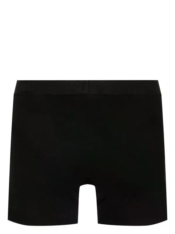 Versace Cotton Ribbed Long Trunks - Black