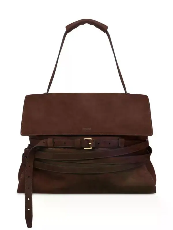Moschino Medium Tie Me Leather Shoulder Bag - Brown