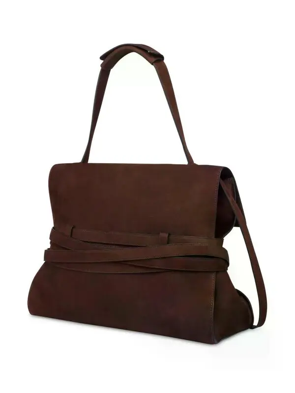 Moschino Medium Tie Me Leather Shoulder Bag - Brown