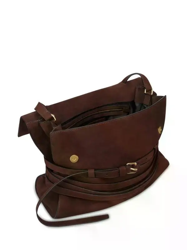 Moschino Medium Tie Me Leather Shoulder Bag - Brown