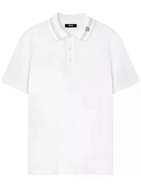 Versace Medusa-embroidered Cotton Polo Shirt