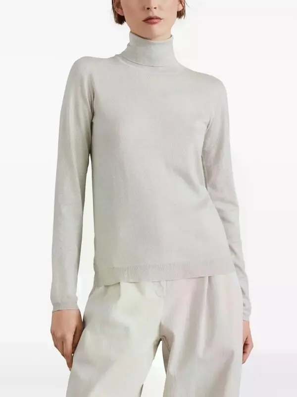 Brunello Cucinelli Roll-neck Long-sleeve Jumper - White