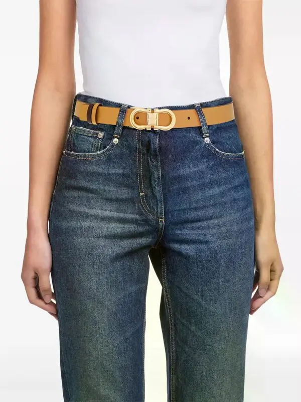 FERRAGAMO Gancini Buckle Reversible Leather Belt - Neutrals