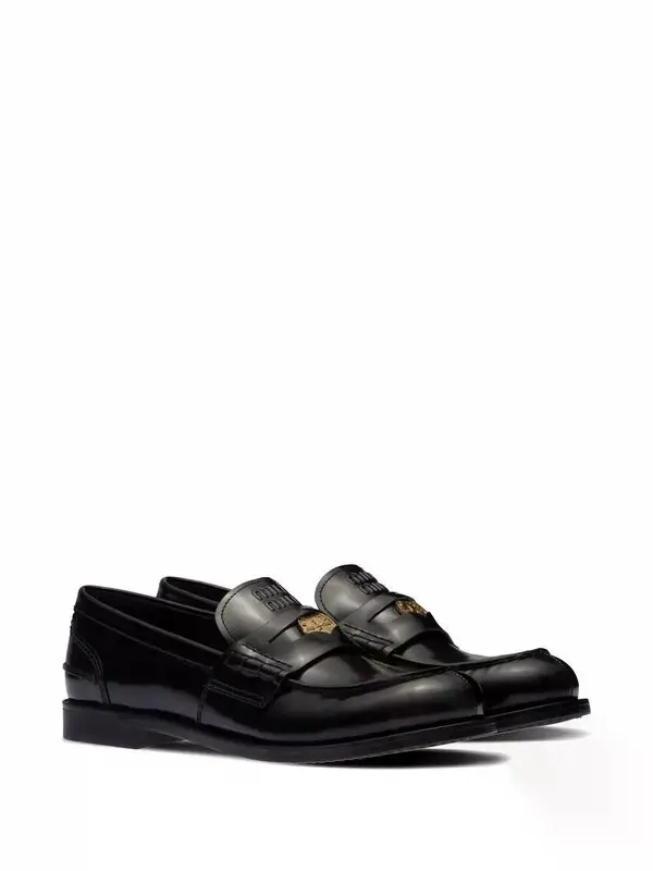 Miu Miu Leather Penny Loafers - Black