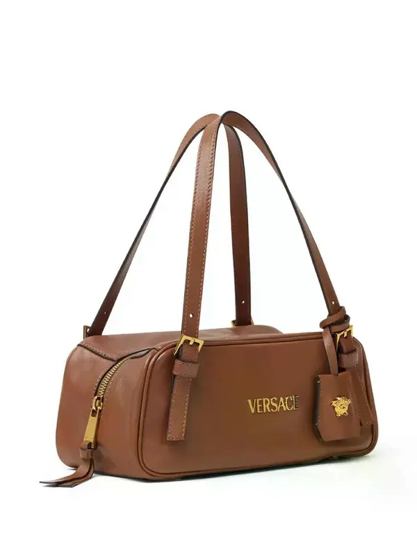 Versace Tag Bowling Shoulder Bag - Brown