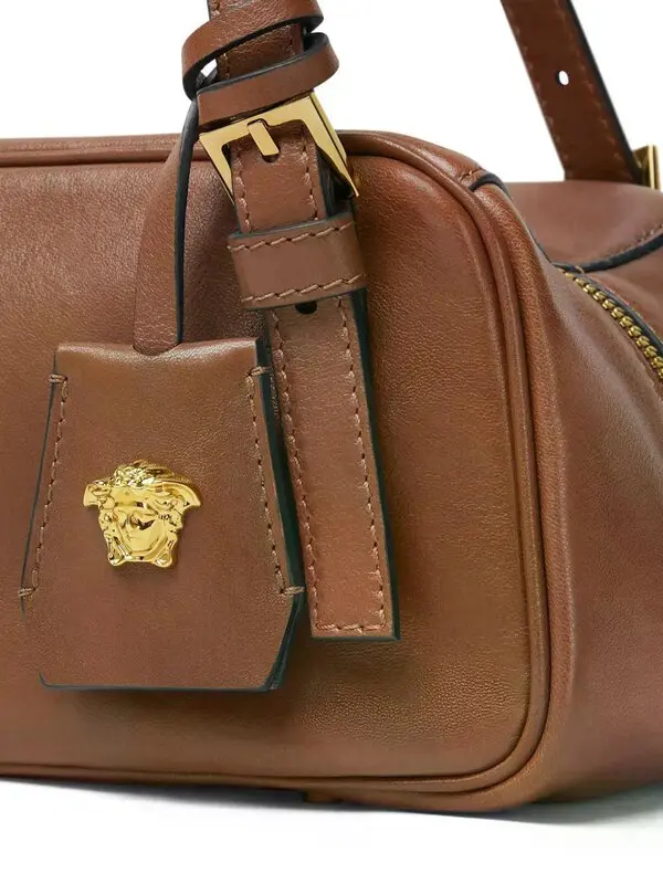 Versace Tag Bowling Shoulder Bag - Brown