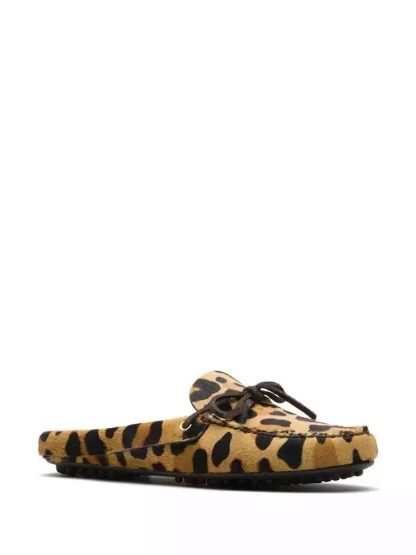 Car Shoe Leopard-print Calf Hair Slippers