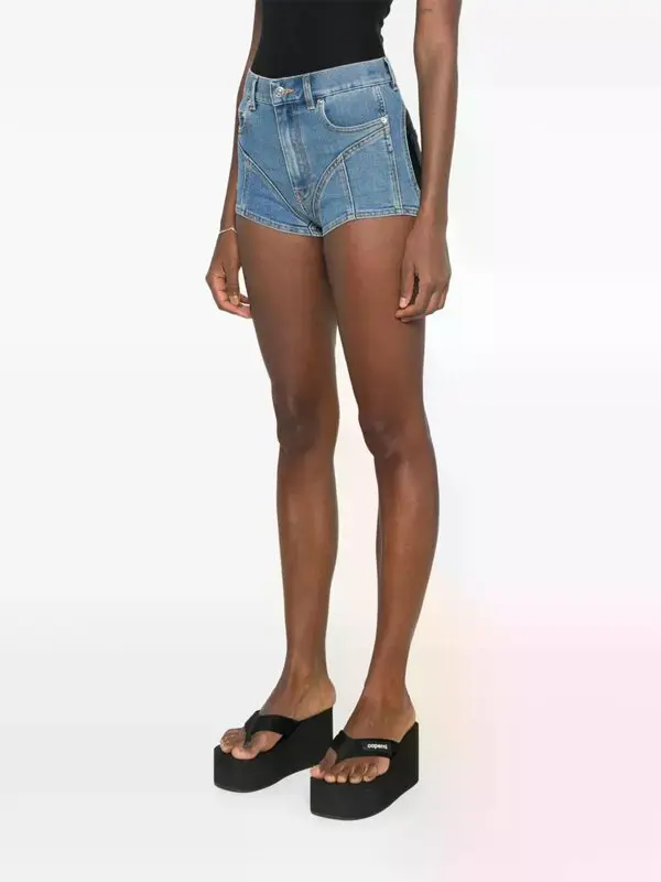 MUGLER Bi-material Denim Shorts