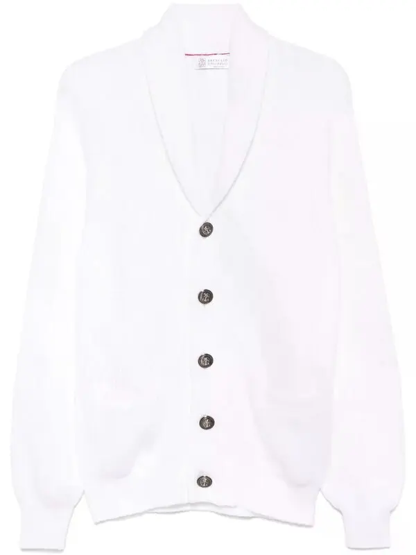 Brunello Cucinelli Ribbed Cardigan - White