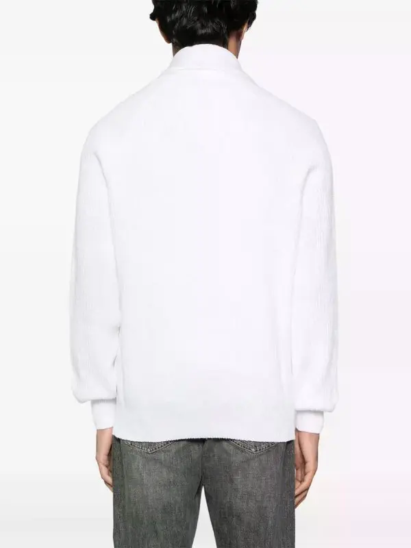 Brunello Cucinelli Ribbed Cardigan - White