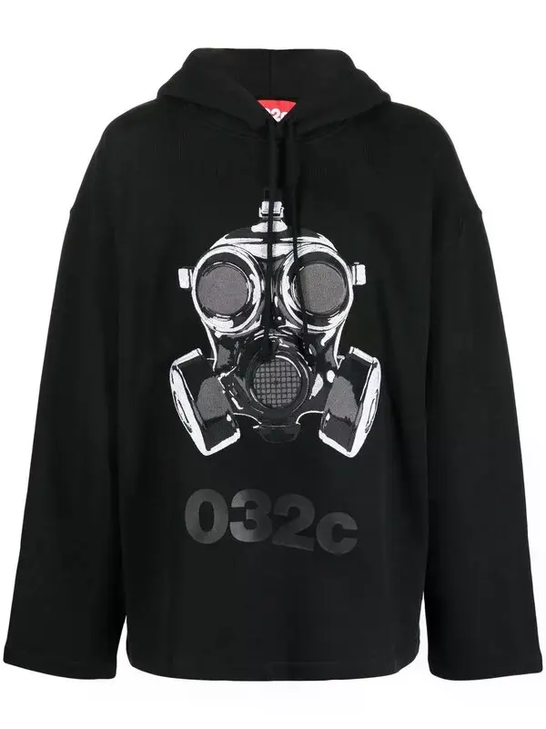 032C Graphic-print Drop-shoulder Hoodie