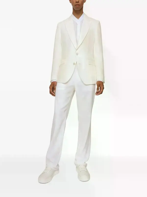 Dolce & Gabbana Linen Single-breasted Blazer - White