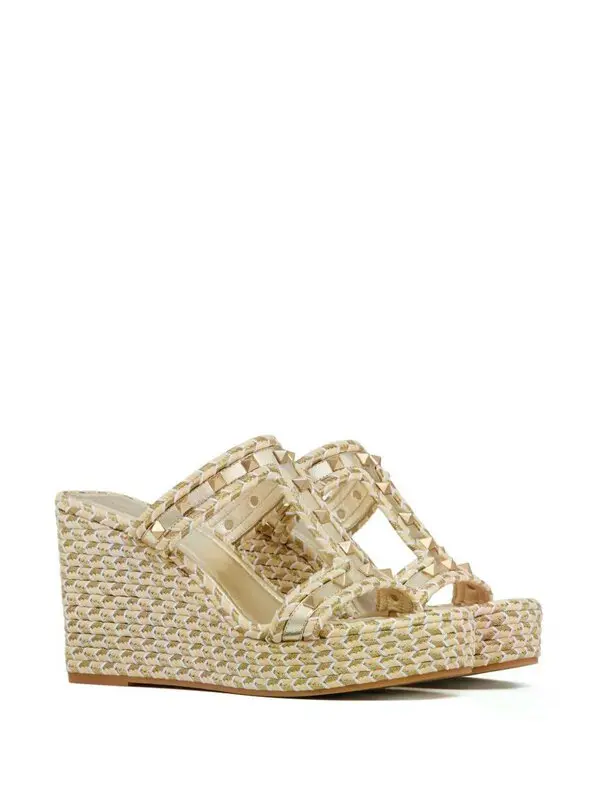Valentino Garavani Rockstud Laminated Nappa Wedge Sandals