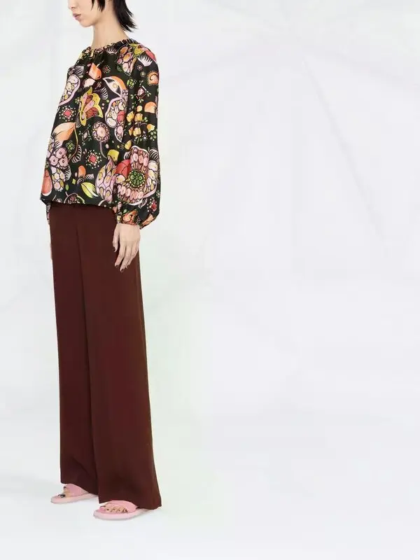 La DoubleJ Floral Print Silk Blouse - Black