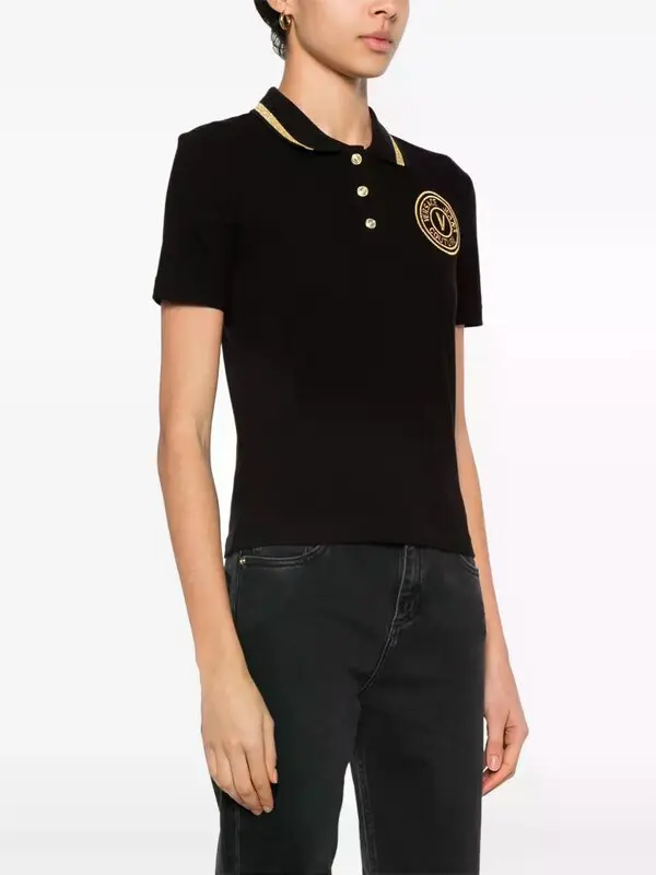 Versace V-emblem Piqué Polo Shirt - Black