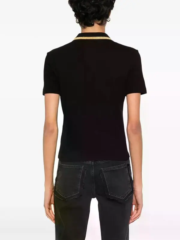 Versace V-emblem Piqué Polo Shirt - Black
