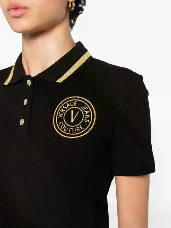 Versace V-emblem Piqué Polo Shirt - Black