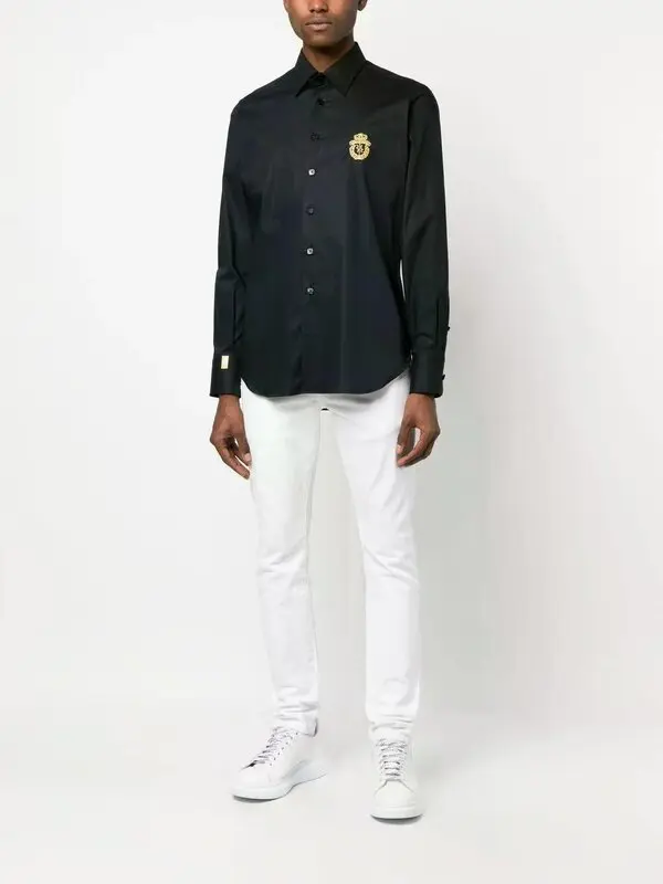BILLIONAIRE Silver Cut Logo-print Shirt