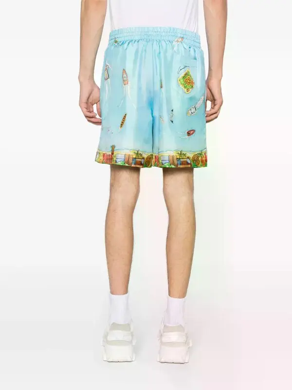 Casablanca Maison Sur Piloti Silk Shorts - Blue