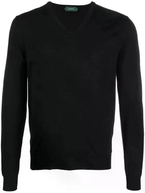 ZANONE V-neck Knit Jumper - Black