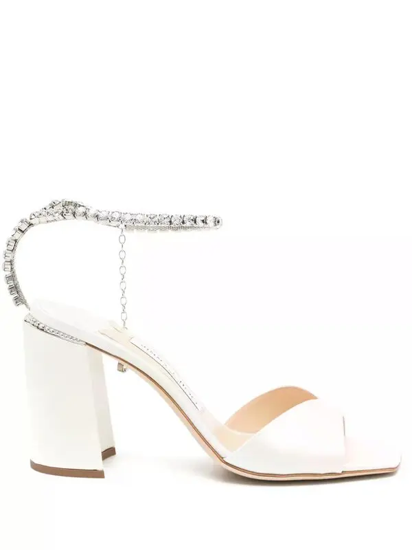 JIMMY CHOO Saeda 85mm Crystal-strap Sandals - Neutrals