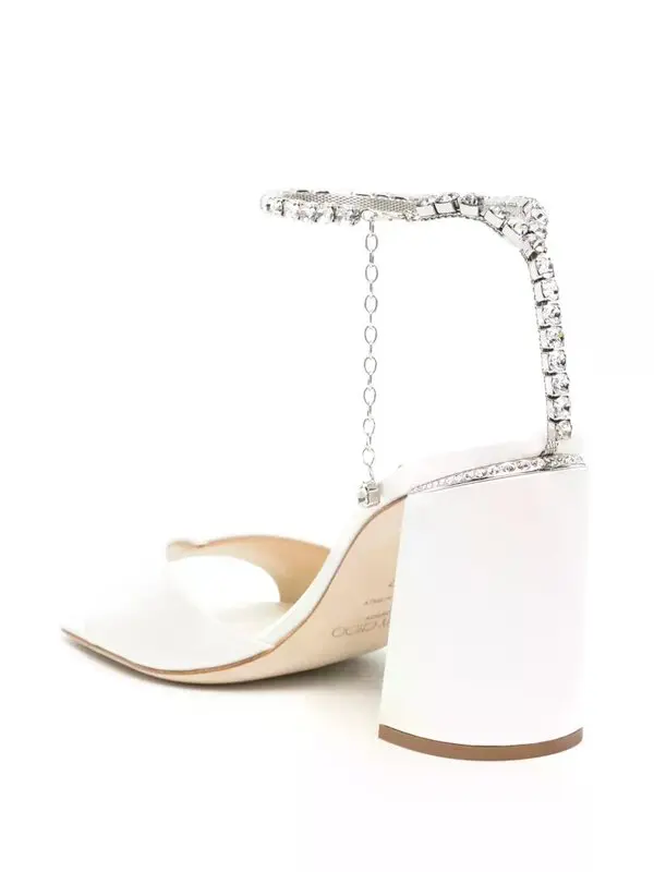 JIMMY CHOO Saeda 85mm Crystal-strap Sandals - Neutrals