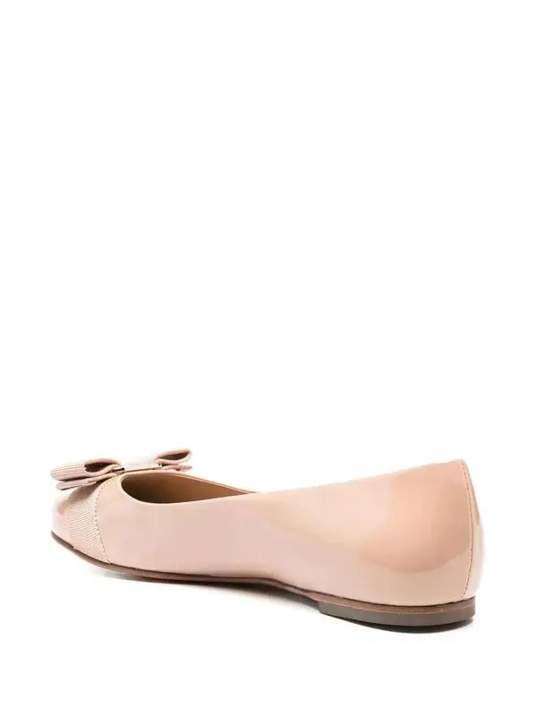 FERRAGAMO Varina Patent Leather Ballerina Flats - Neutrals