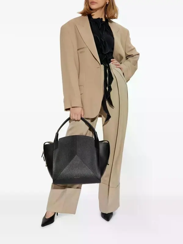 Victoria Beckham Almond Beige Maxi Turn-up Trousers